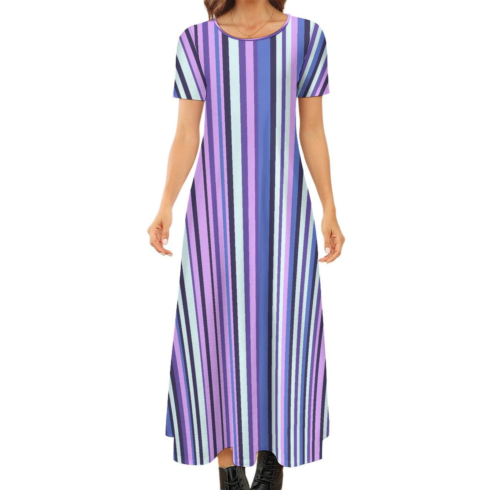 Abstract Striped Dress Geometry Shape Streetwear Bohemia Long Dresses ...