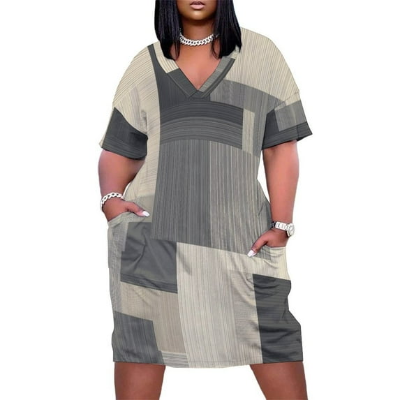 Abstract Striped Geometric Design Loose Pocket Dress Dresses Summer ...