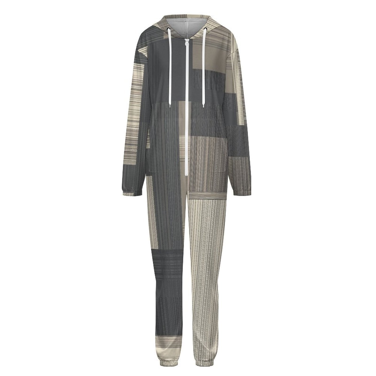 Abstract Striped Geometric Design Unisex Adult Onesie Pajamas with ...