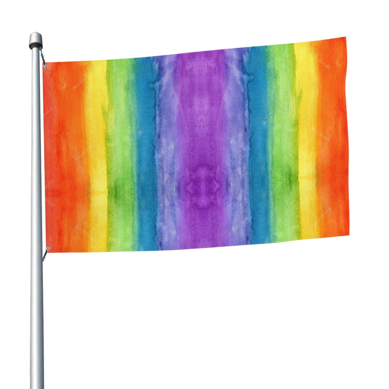 Abstract Striped Rainbow Flag 5x8 Ft Print Vivid Color Light-Weighted ...