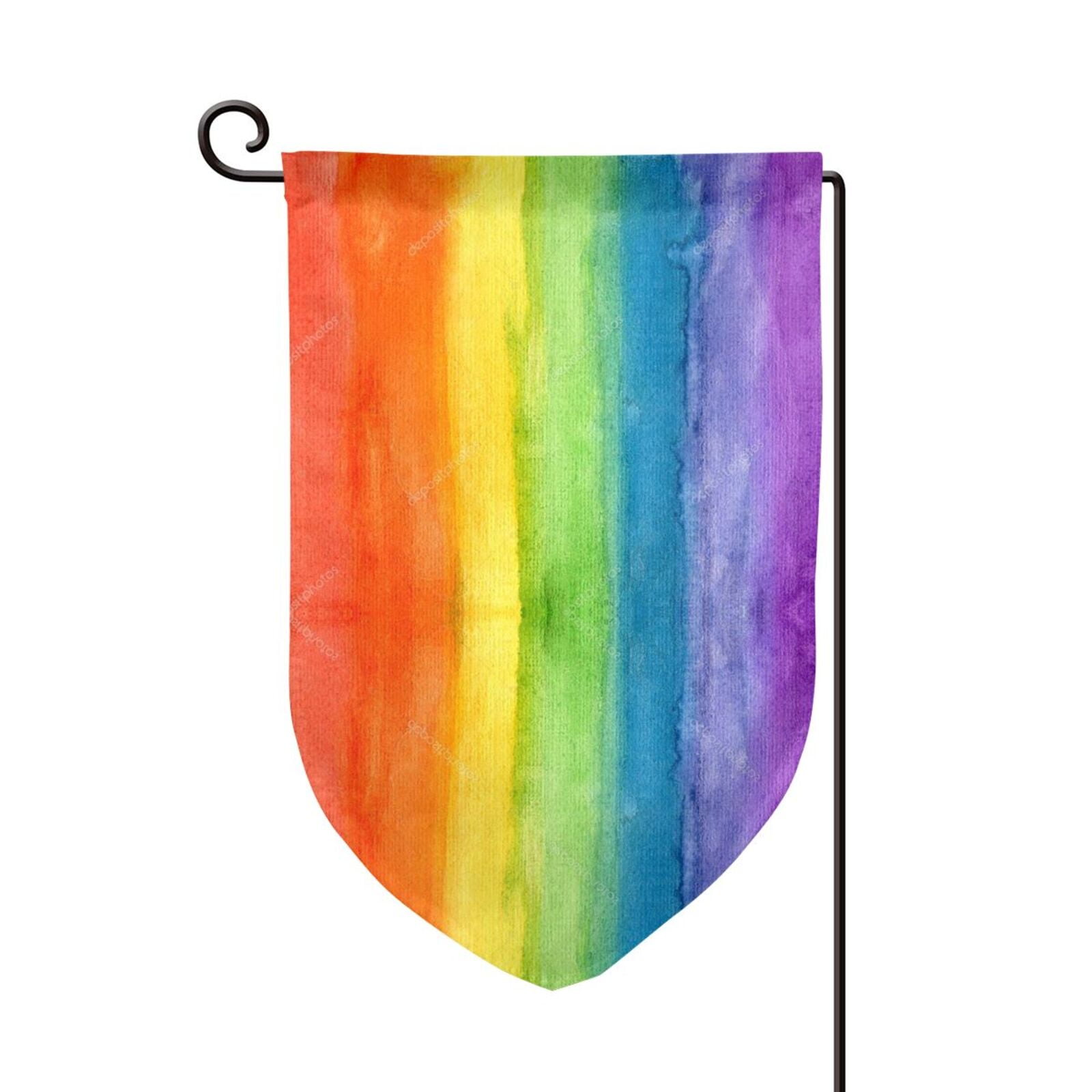 Abstract Striped Rainbow Garden Flag Double Sided Flags with Vivid ...