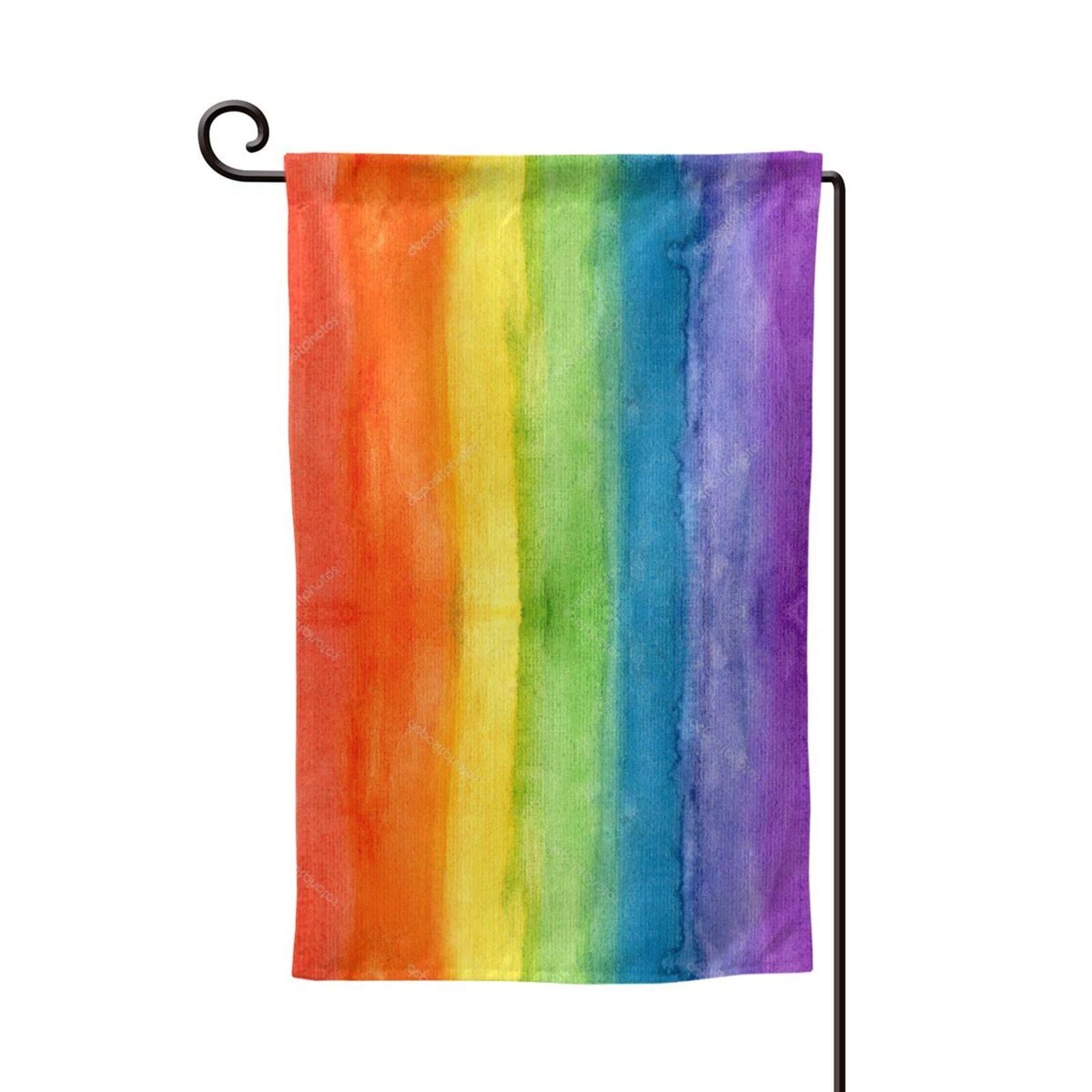 Abstract Striped Rainbow Garden Flag Double Sided Flags with Vivid ...