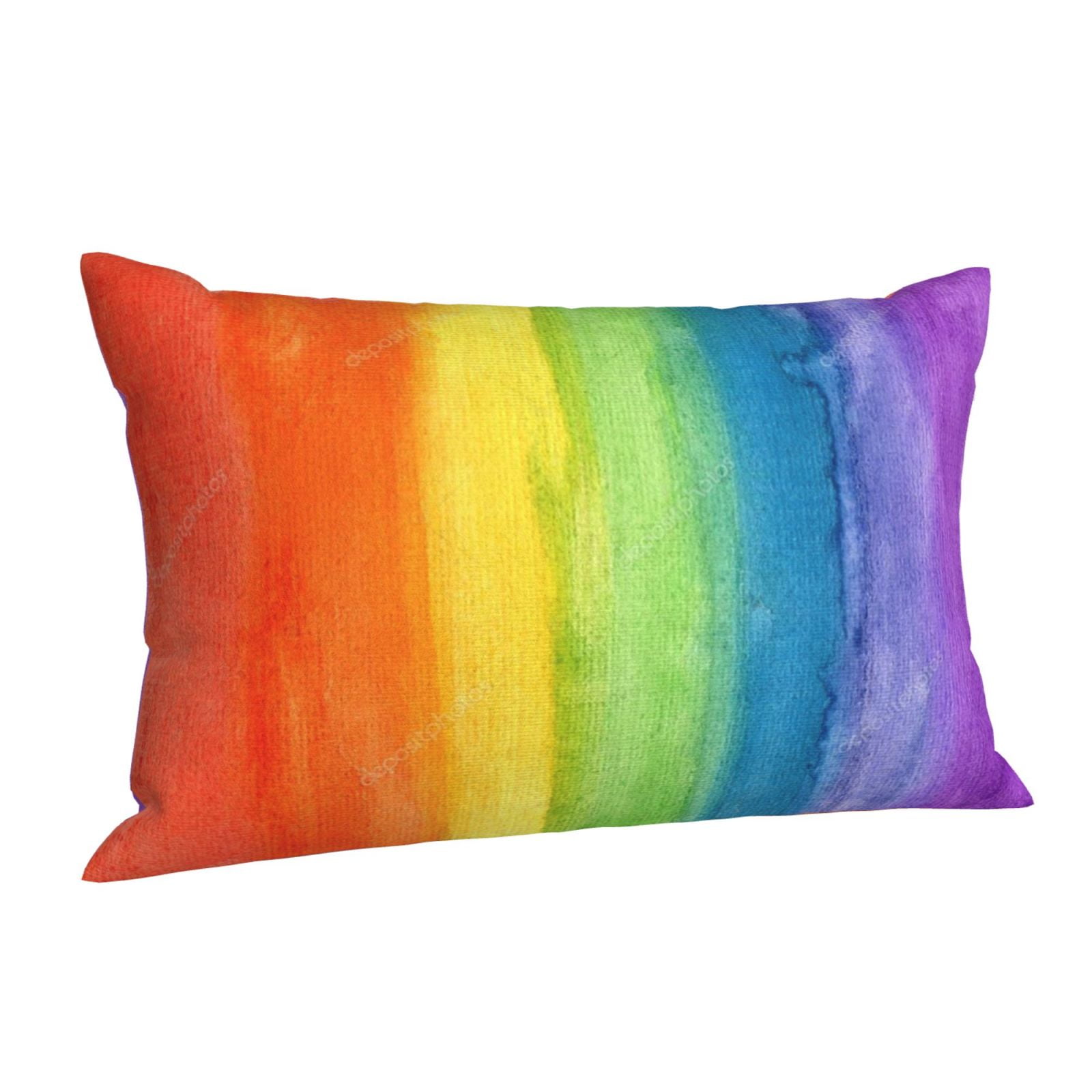 Abstract Striped Rainbow Rectangle Throw Pillow Cover Cushion Case ...