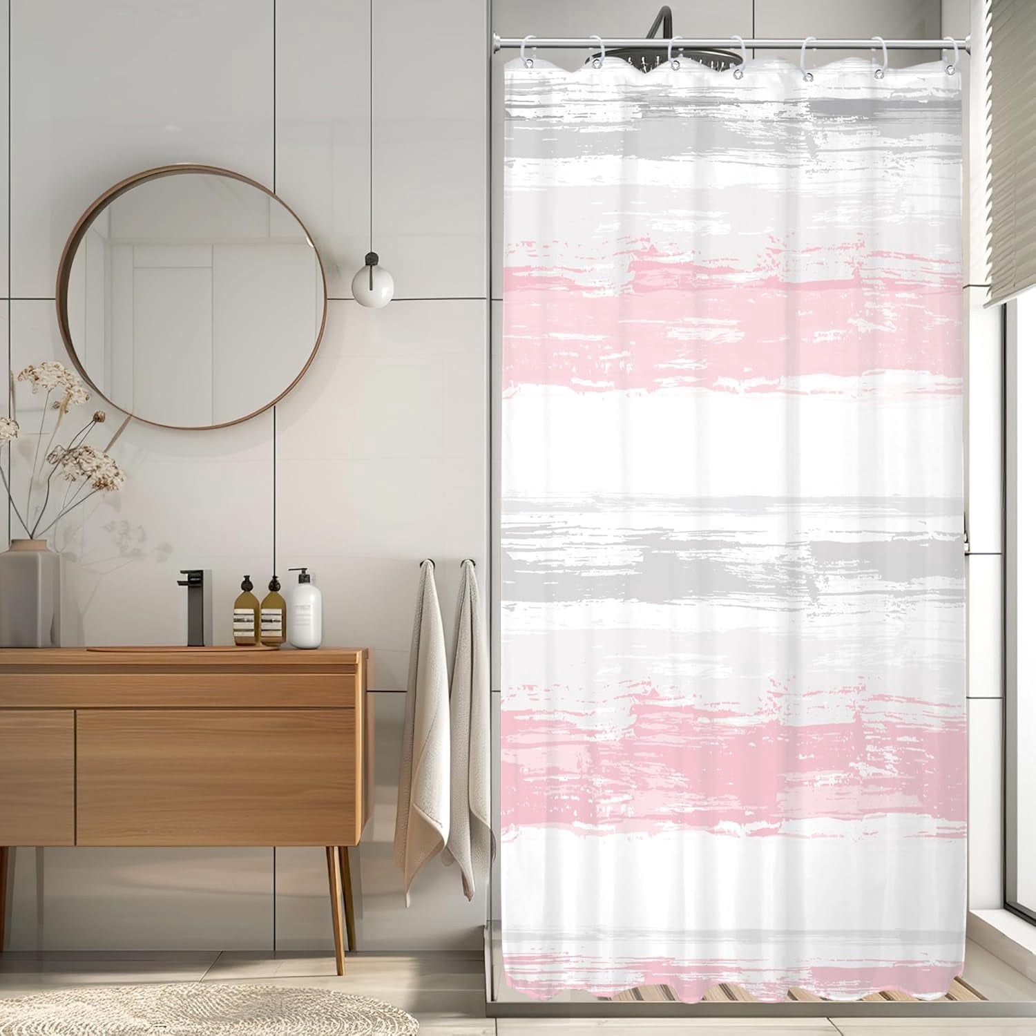 Abstract Striped Shower Curtain Modern Aesthetic Minimalist Geometric ...