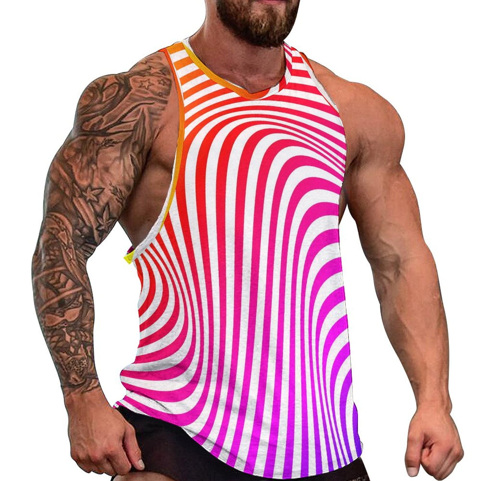 Abstract Striped Tank Top Males Geometry Shape ing Oversized Tops Beach ...