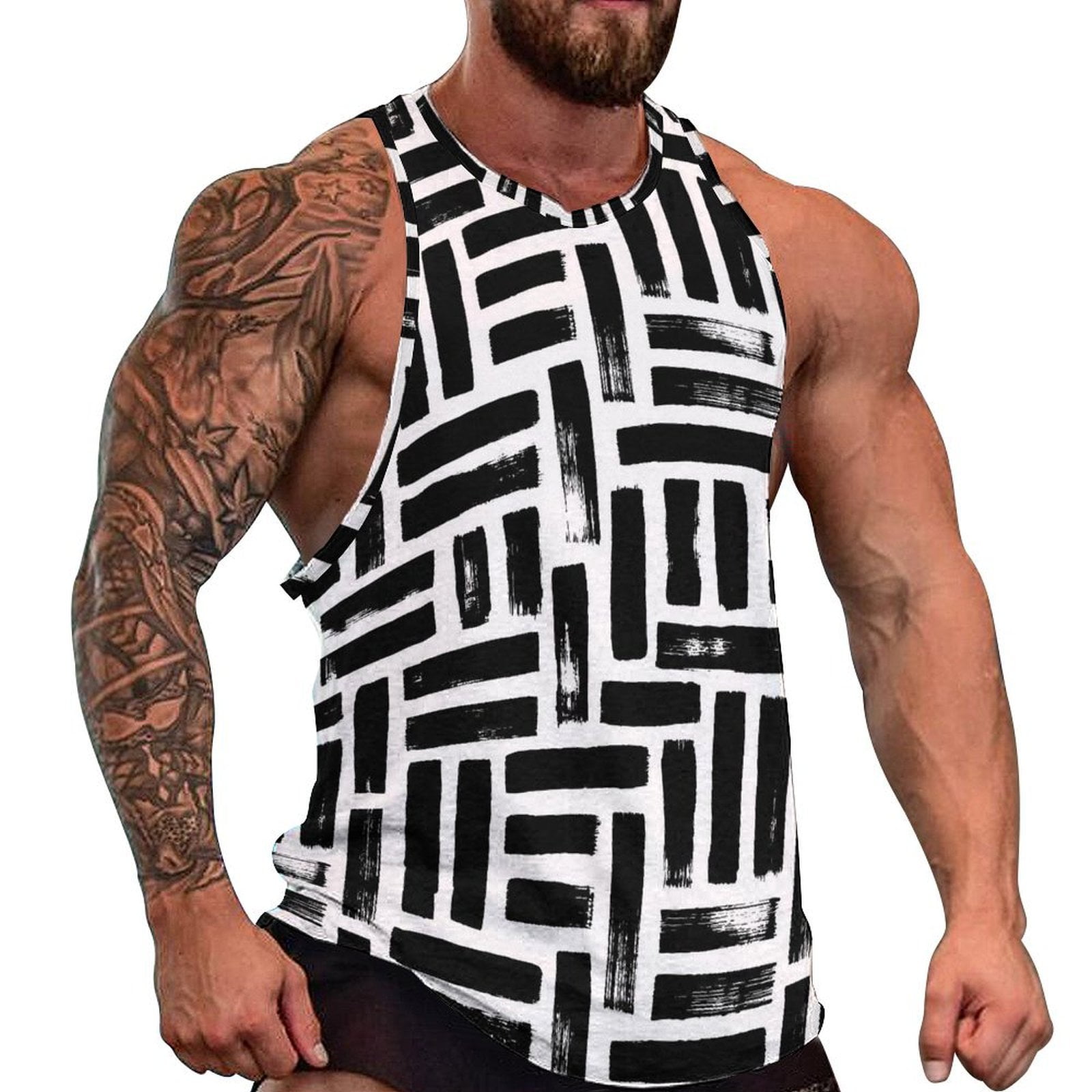 Abstract Striped Tank Top Males Geometry Shape ing Oversized Tops Beach ...