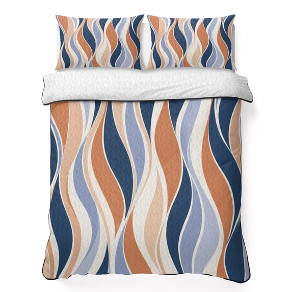 Abstract Stripes 3 Piece Quilt Bedding Set with 2 Pillow Shams ...
