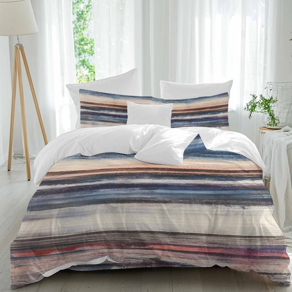 Abstract Stripes 4 piece Duvet Cover Set, Comfort Bedding Set King Size ...