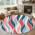Abstract Stripes 6FT Round Area Rugs for Living Room Geometric Curves ...