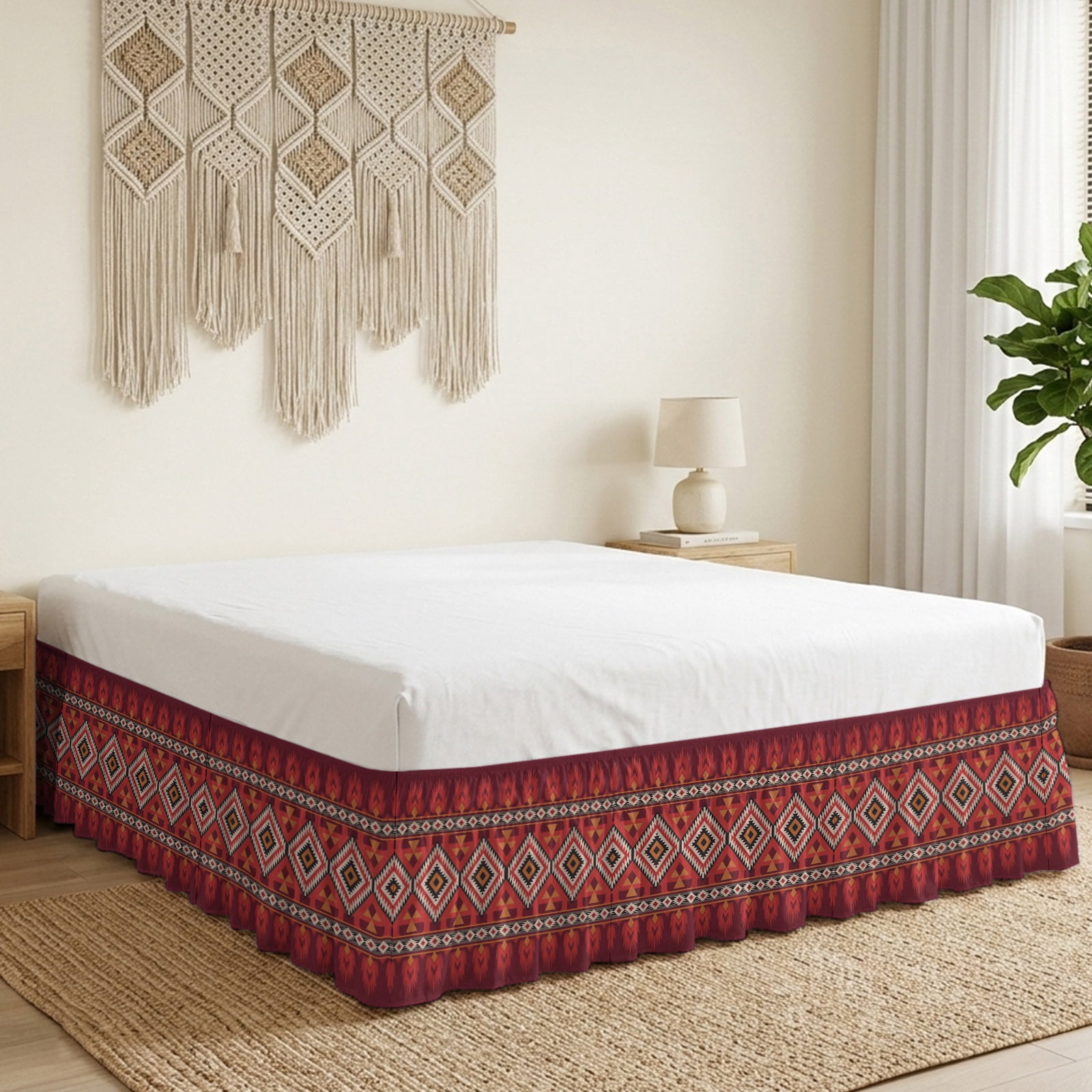 Abstract Stripes Bed Skirt Bed Skirts King Size 16 Inch Drop, Red ...