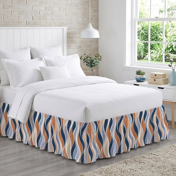 Abstract Stripes Bed Skirt California King Size 16 Inch Drop, Geometric ...