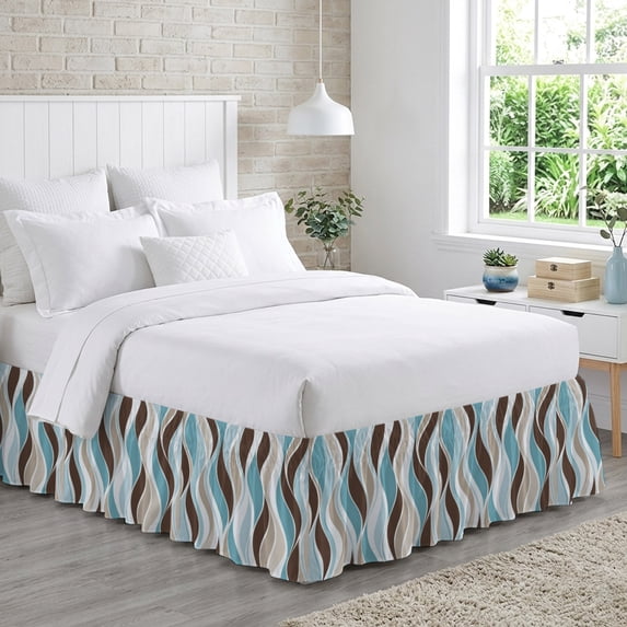 Abstract Stripes Bed Skirt Queen Size 16 Inch Drop, Geometric Taupe ...