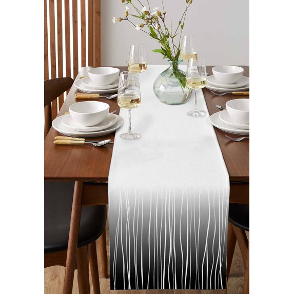 Abstract Stripes on Black Background Table Runner 13x36in Non-Slip ...