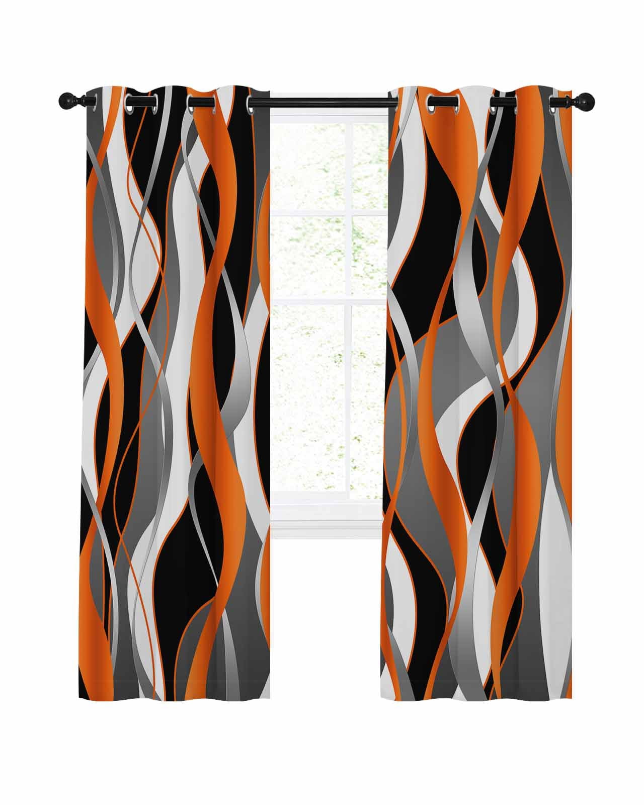 Abstract Stripes Blackout Curtains 63 Inches Long for Bedroom, Retro ...