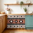 Abstract Stripes Cabinet Curtains 10" W x 11" L Black Orange Aztec ...