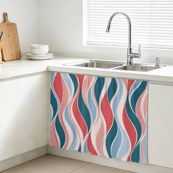 Abstract Stripes Cabinet Curtains for Kitchen 11"Wx13"L, Geometric ...