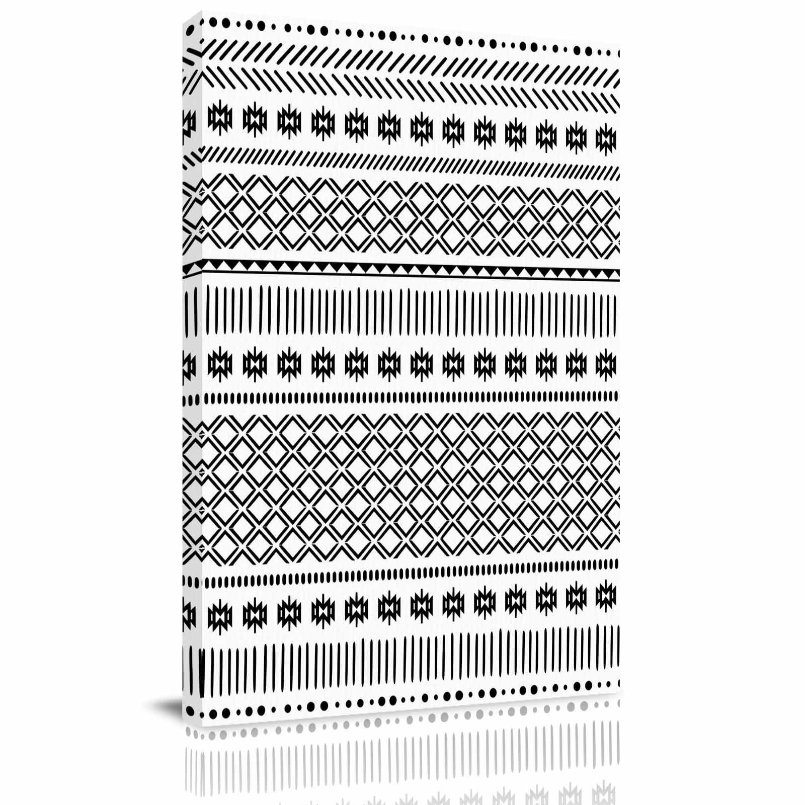 Abstract Stripes Canvas Wall Art for Living Room, Boho Aztec Exotic ...