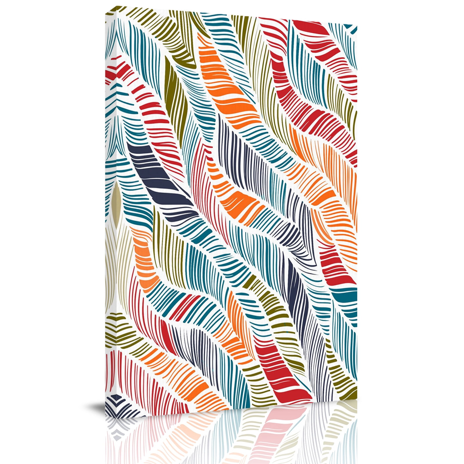 Abstract Stripes Canvas Wall Art for Living Room, Red Orange Blue ...