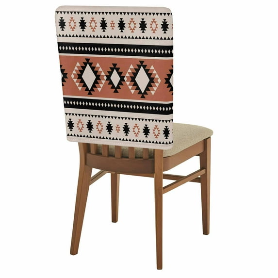 Abstract Stripes Chair Back Covers Set of 8, Black Orange Aztec Native ...
