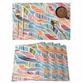 Abstract Stripes Cotton Linen Placemats Set of 4, Red Orange Blue ...