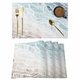 Abstract Stripes Cotton Linen Placemats Set of 8, Teal Brown Gradient ...