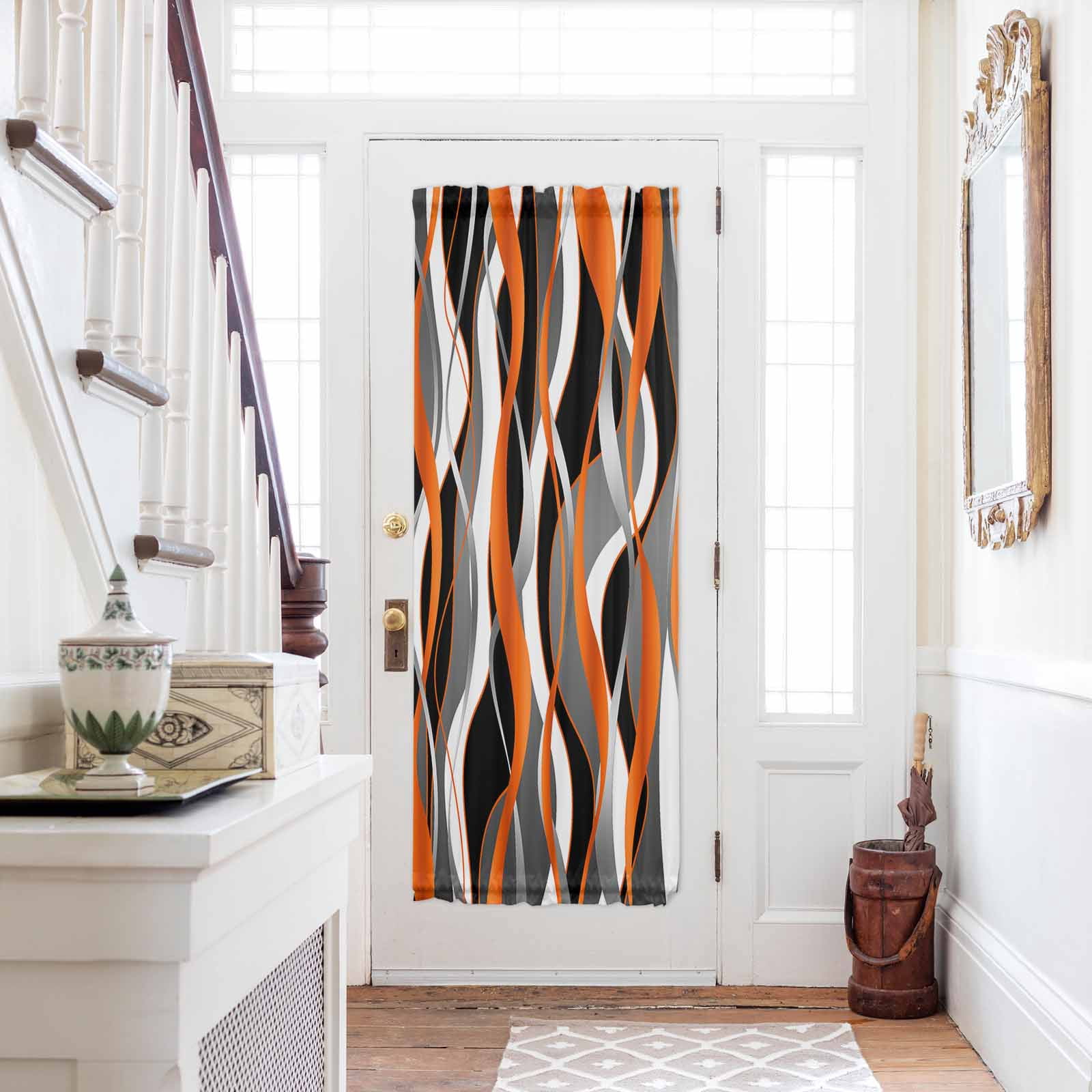 Abstract Stripes Door Curtains for Door Window, French Sidelight Front ...