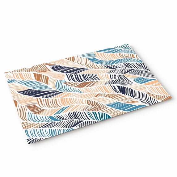 Abstract Stripes Door Mat Brown Blue Gradient Wavy Lines Leaf Texture ...