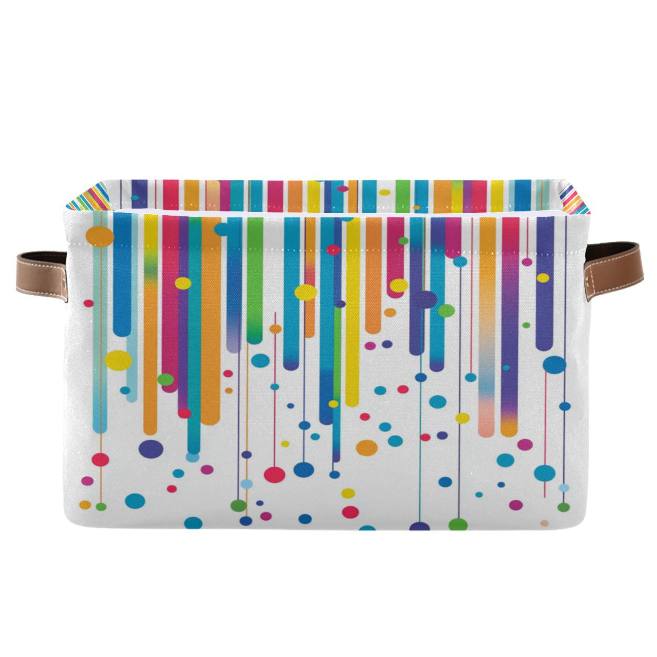 Abstract Stripes and Dots Foldable Storage Basket,Canvas Fabric ...