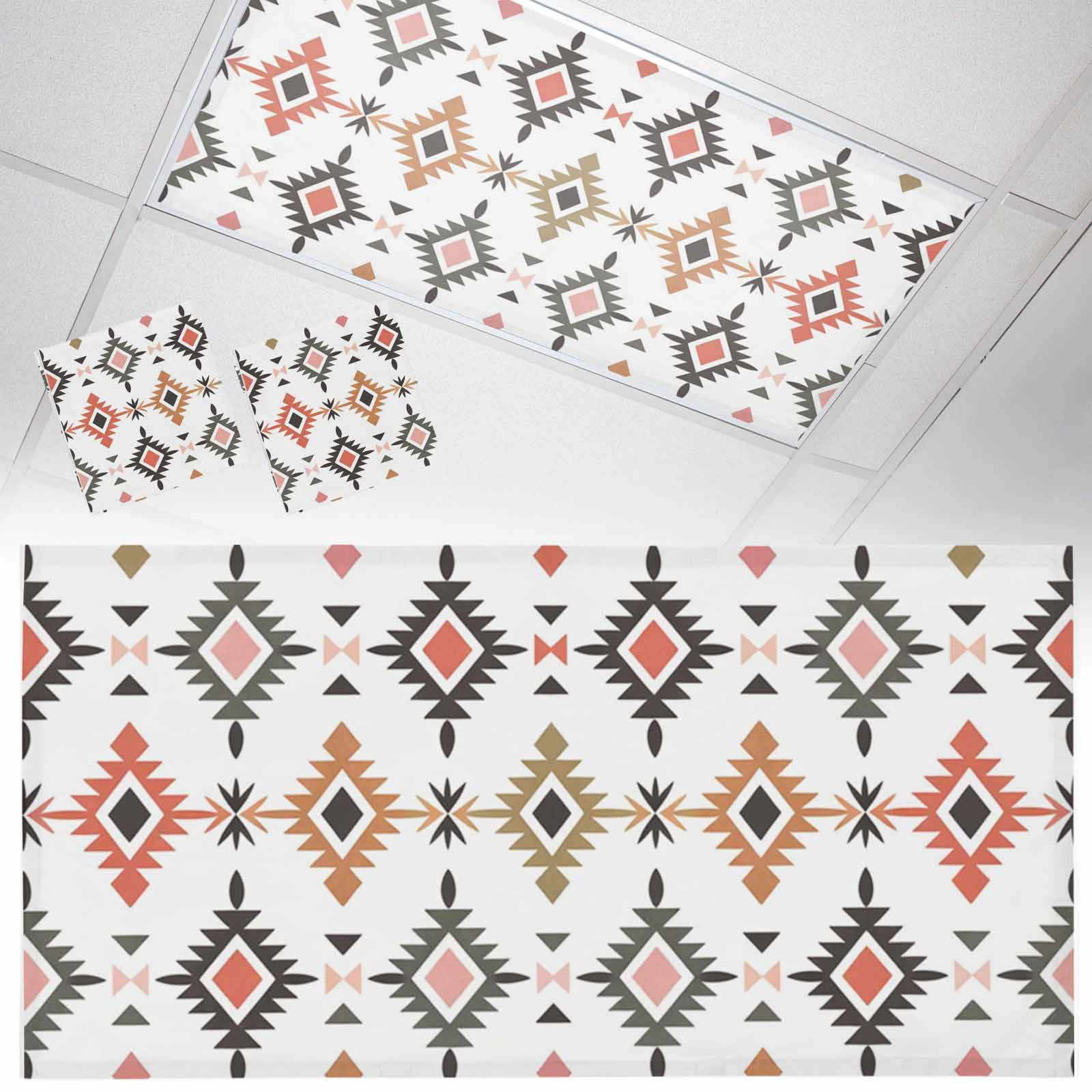 Abstract Stripes Fluorescent Light Covers Pink Orange Aztec Ethnic ...