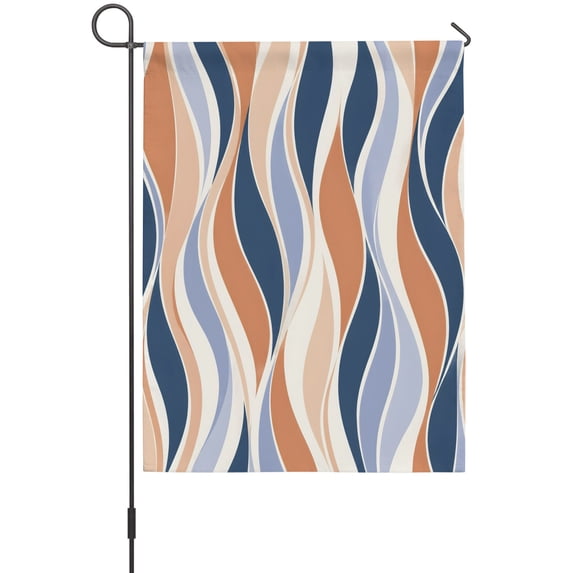Abstract Stripes Garden Flag 12 x 18 Inches, Geometric Orange Navy Blue ...