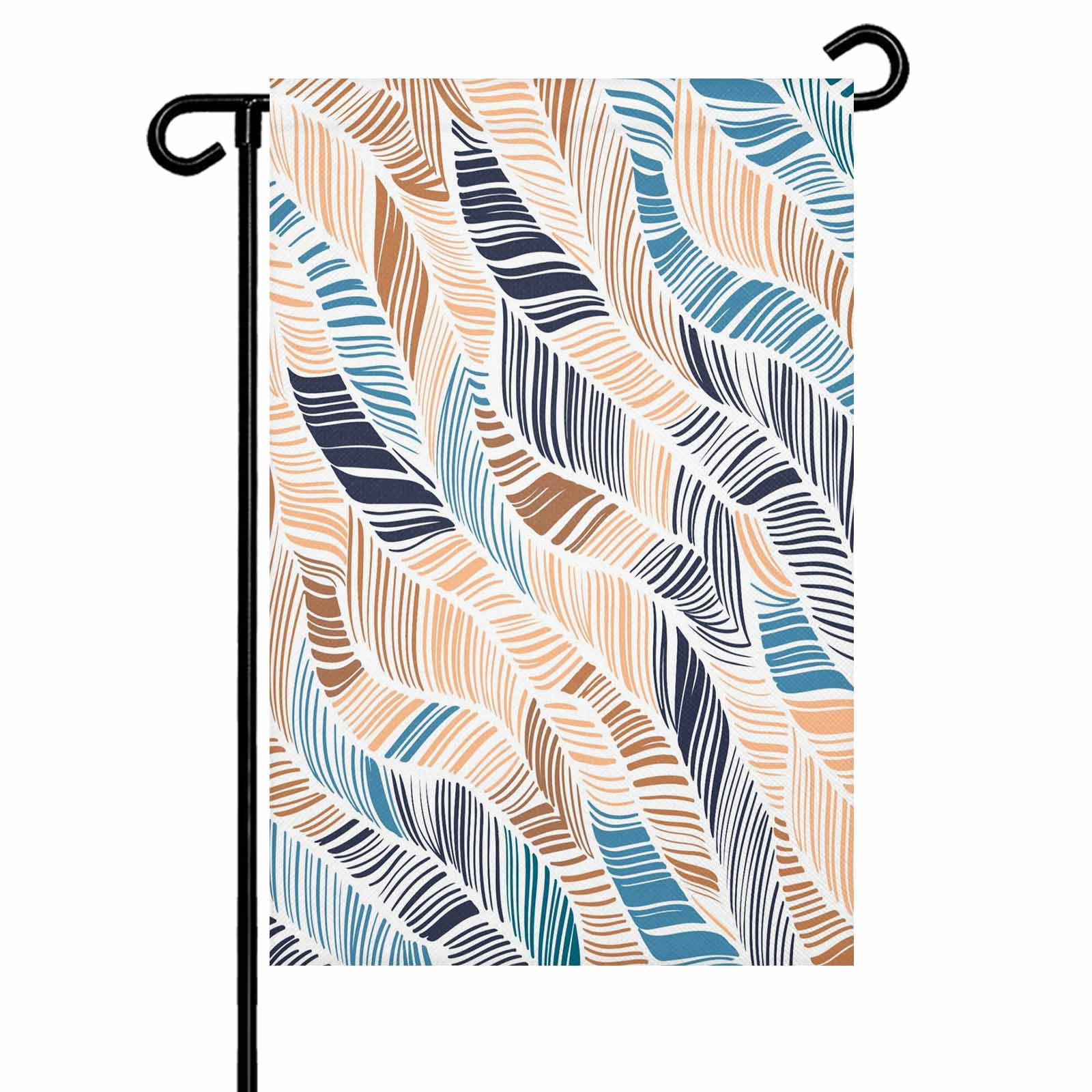Abstract Stripes Garden Flag 12x18 Inch Brown Blue Gradient Wavy Lines ...