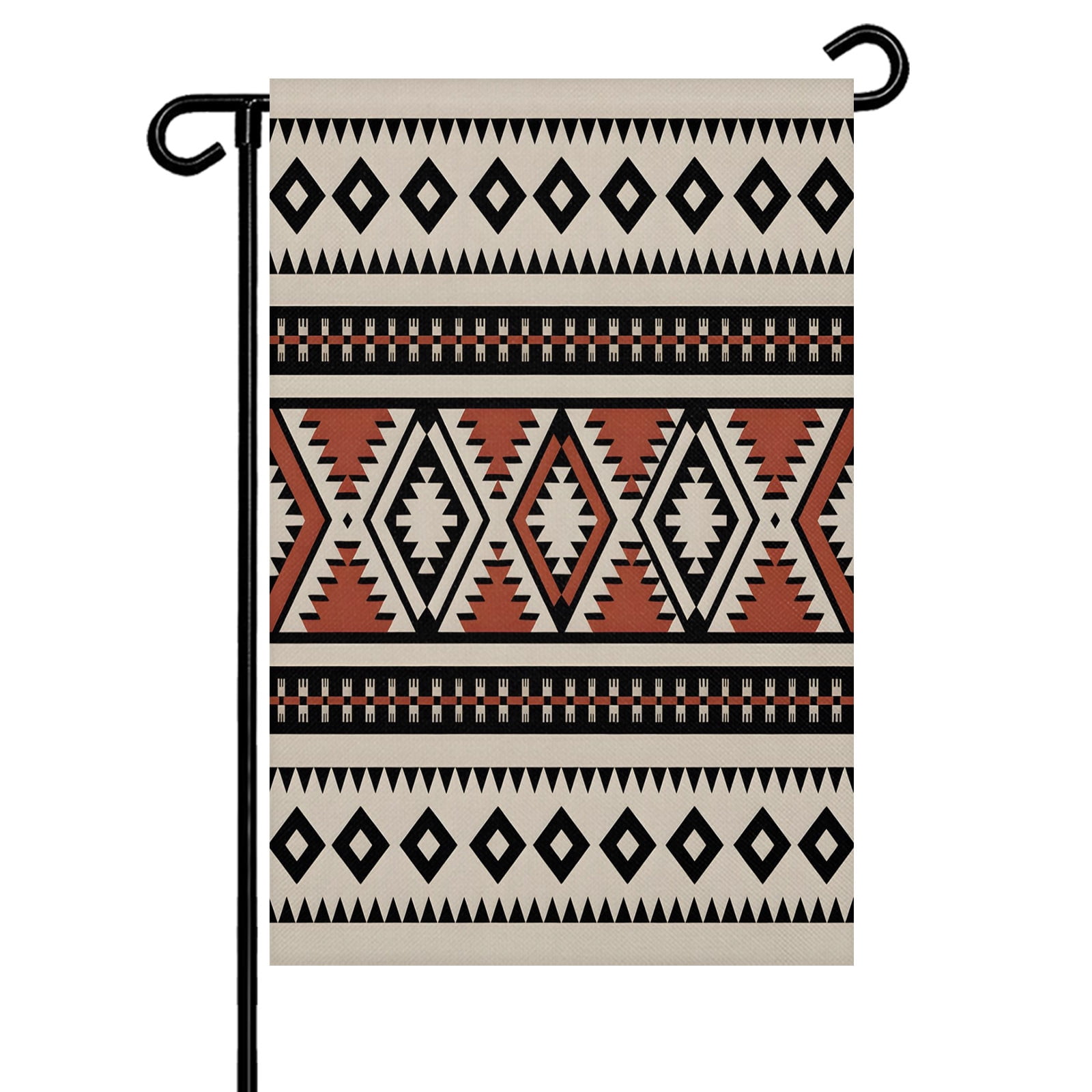 Abstract Stripes Garden Flag 28x40 Inch Black Orange Aztec Ethnic ...
