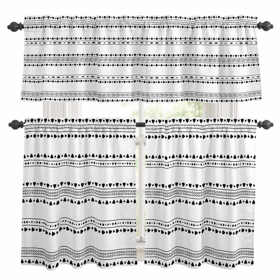 Abstract Stripes Kitchen Curtains Set for Windows, African Tribal Boho ...