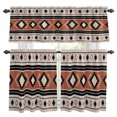 Abstract Stripes Kitchen Curtains Set for Windows, Black Orange Aztec ...