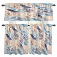 Abstract Stripes Kitchen Curtains Set for Windows, Brown Blue Gradient ...