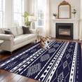 Abstract Stripes Large Area Rugs 5x8 ft Dark Blue Aztec Ethnic Tribal ...