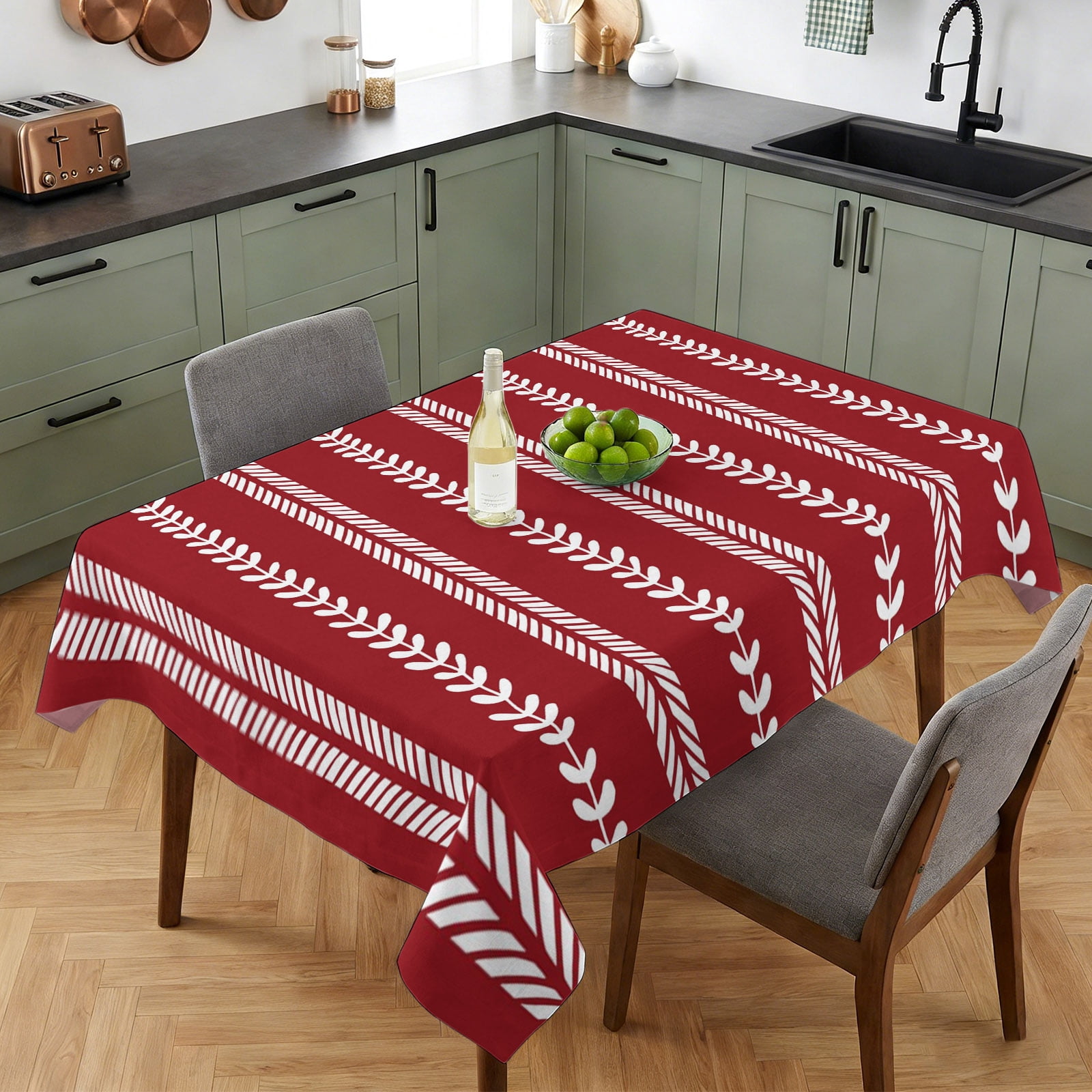 Abstract Stripes Leafy Vine Lines Table Cloth 52x70in, Waterproof ...