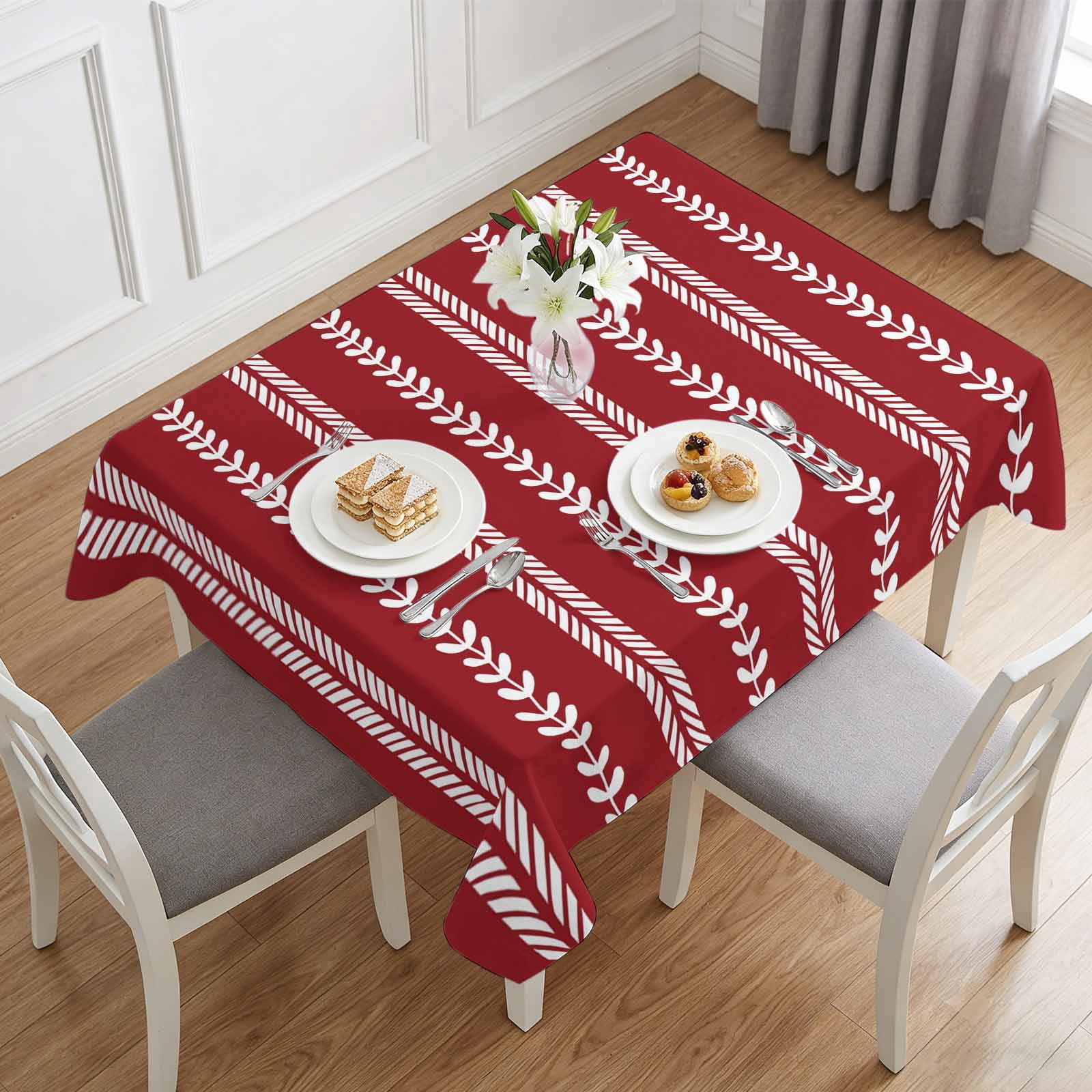 Abstract Stripes Leafy Vine Lines Table Cloth 60x84in, Waterproof ...