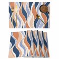 Abstract Stripes Placemats Set of 8, Geometric Orange Navy Blue Fluid ...