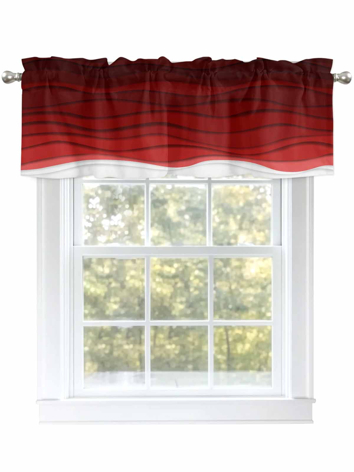 Abstract Stripes Red Valances for Windows, Rod Pocket Kitchen Valance ...