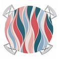 Abstract Stripes Round Table Cover, Geometric Curves Teal Blue Red ...
