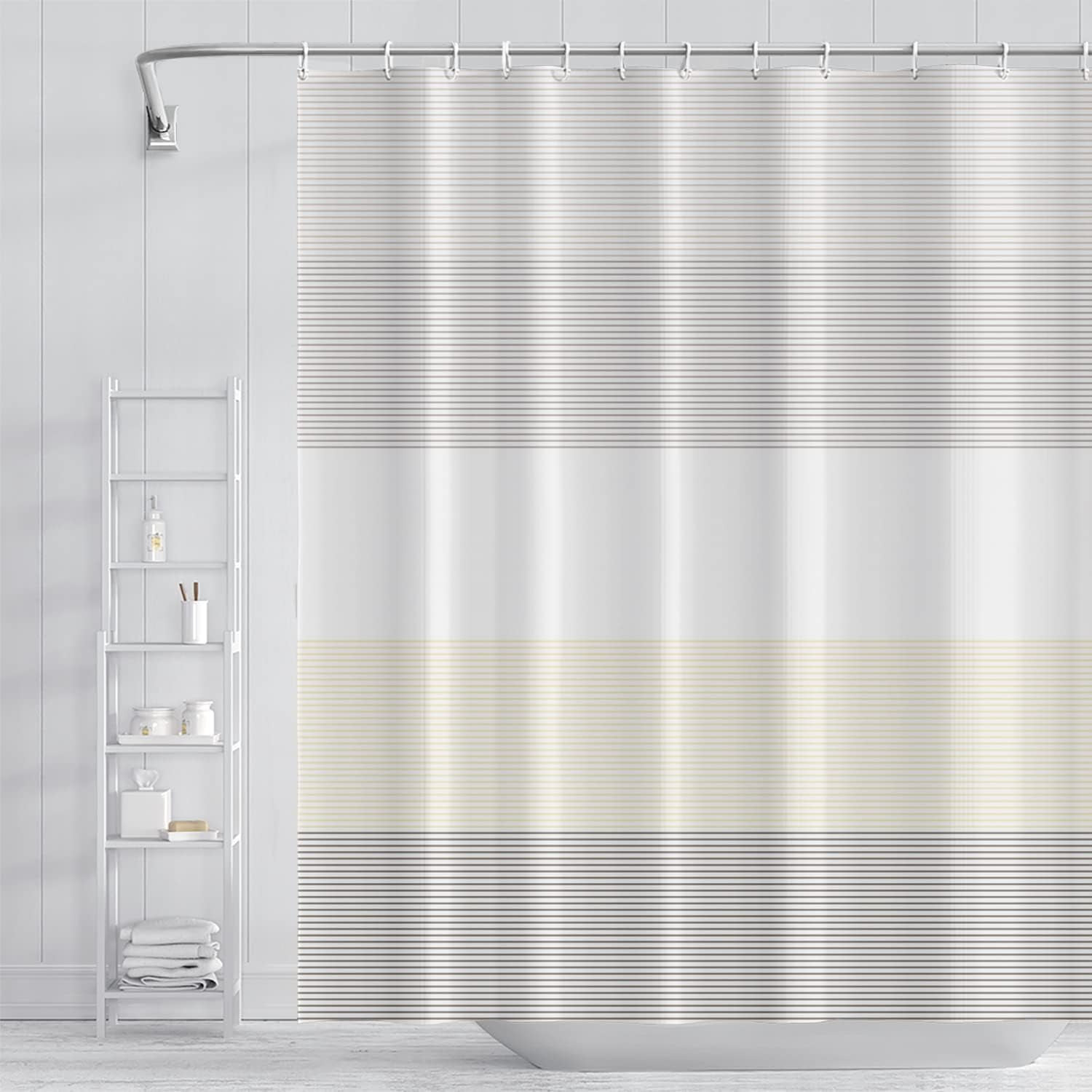 Abstract Stripes Shower Curtain for Bathroom Brown and Yellow Lines ...