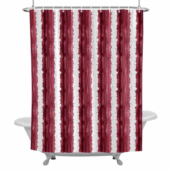 Abstract Stripes Shower Curtain, Dreamy Vertical Red Lines Waterproof ...
