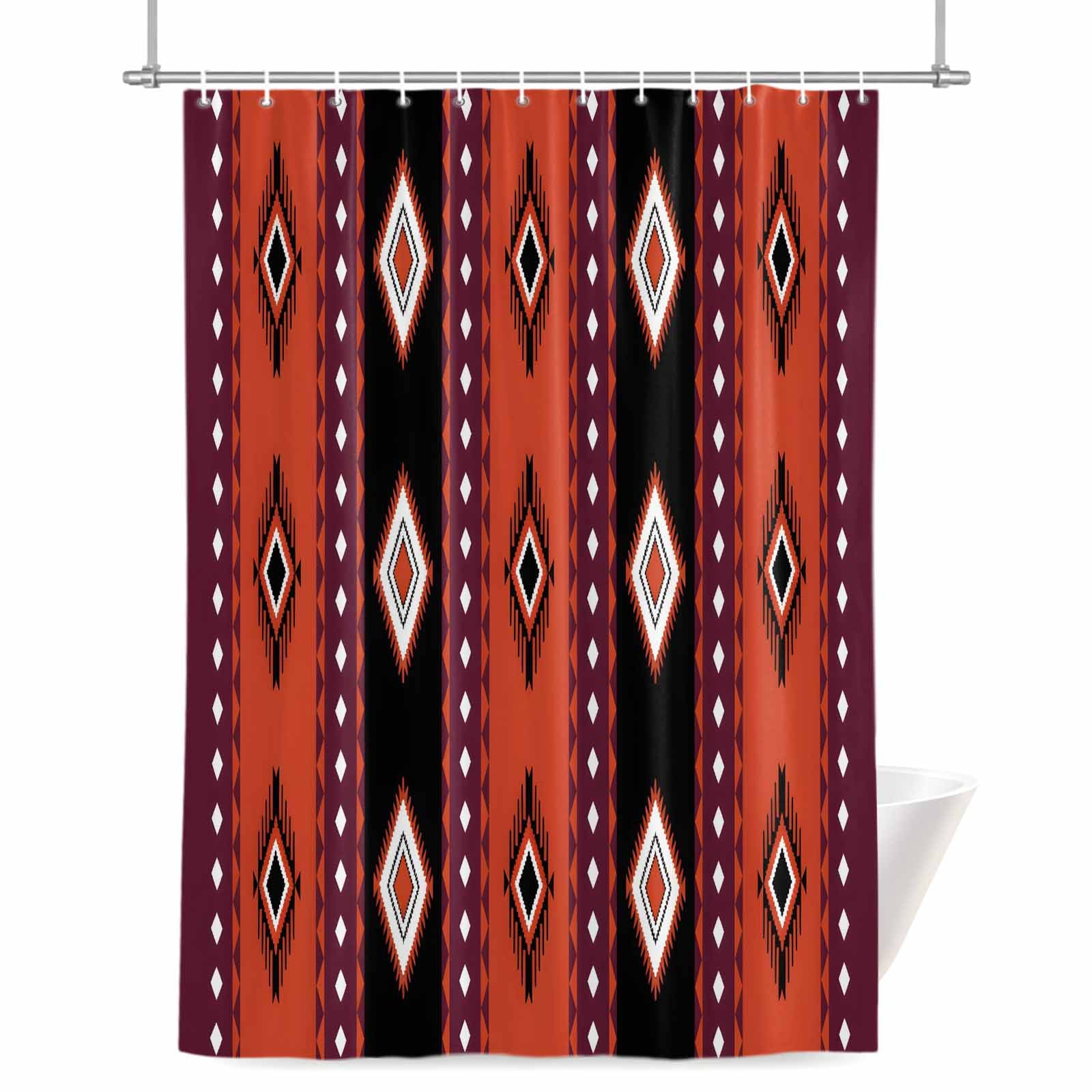 Abstract Stripes Shower Curtains for Bathroom, Red Black Purple Aztec ...
