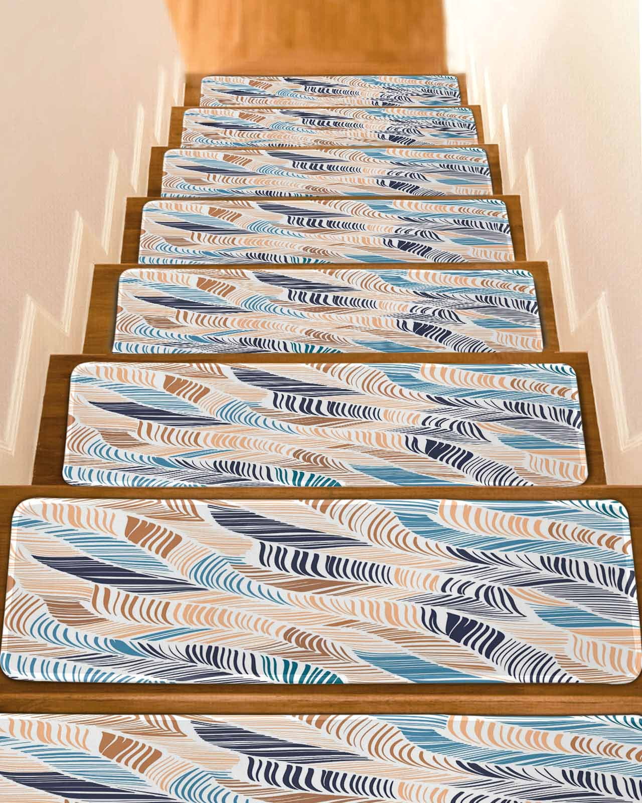 Abstract Stripes Stair Treads Brown Blue Gradient Wavy Lines Leaf ...