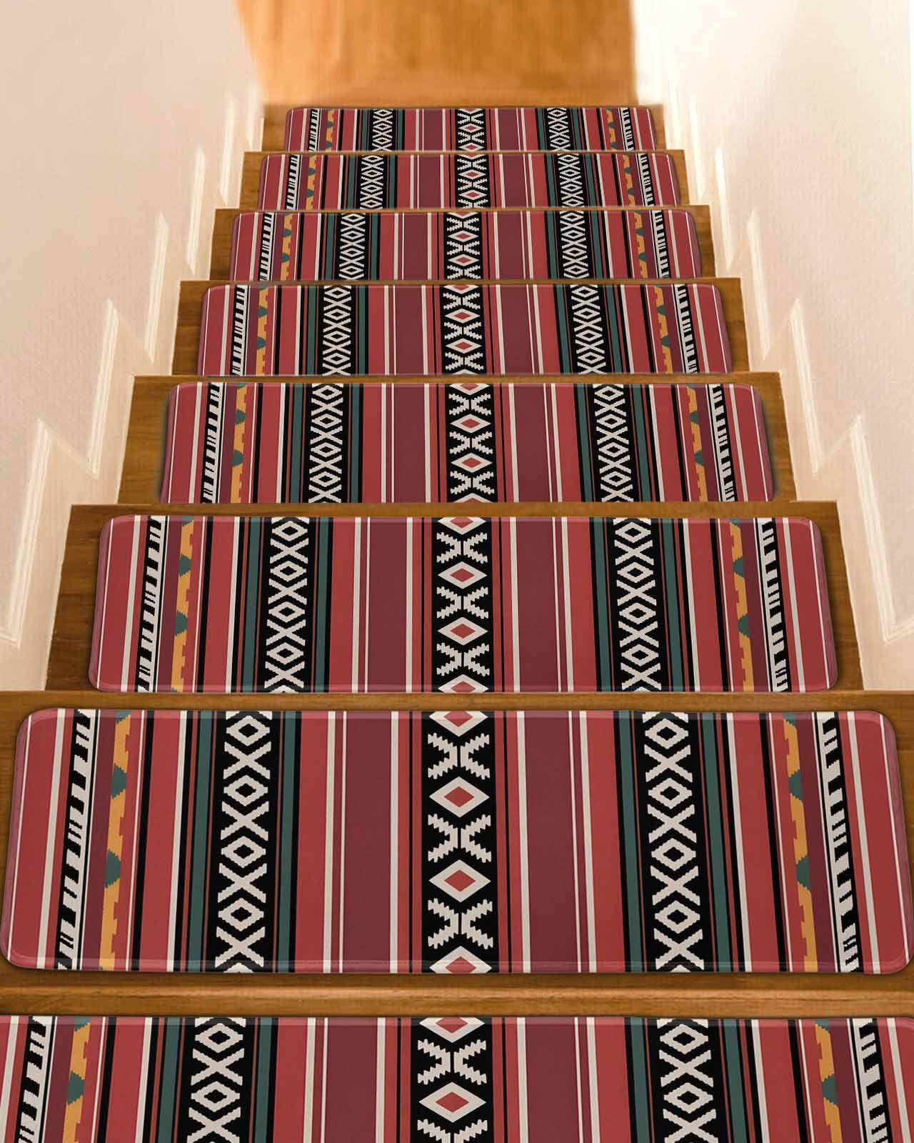 Abstract Stripes Stair Treads Red Black Green Aztec Ethnic Tribal ...