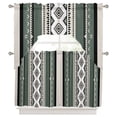 Abstract Stripes Swag Valance and Tier Set of 3, Green Beige Aztec ...