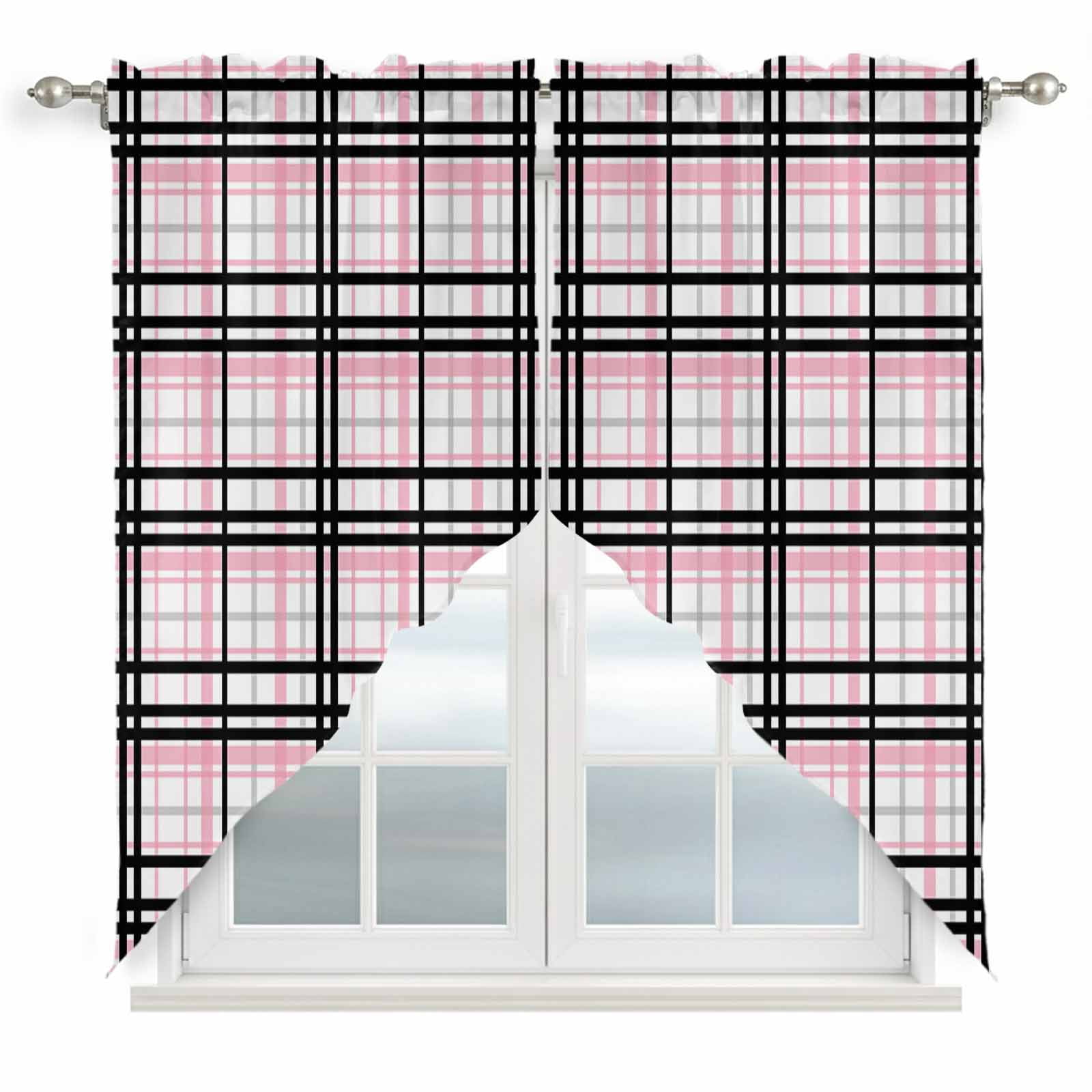 Abstract Stripes Swag Valances for Windows 45 inches Long, Pink Black ...