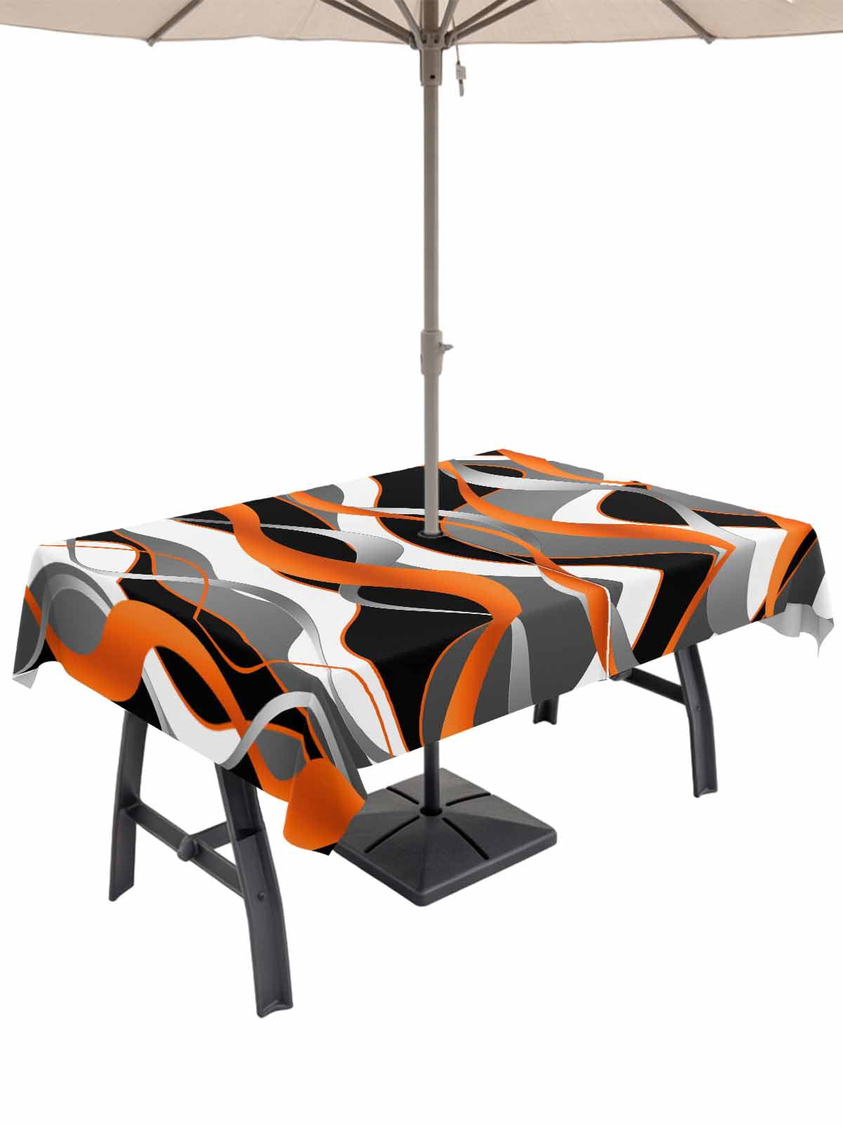 Abstract Stripes Table Cloth Rectangle Outdoor Tablecloth, Retro Modern ...