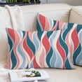 Abstract Stripes Throw Pillow Covers, Geometric Curves Teal Blue Red ...